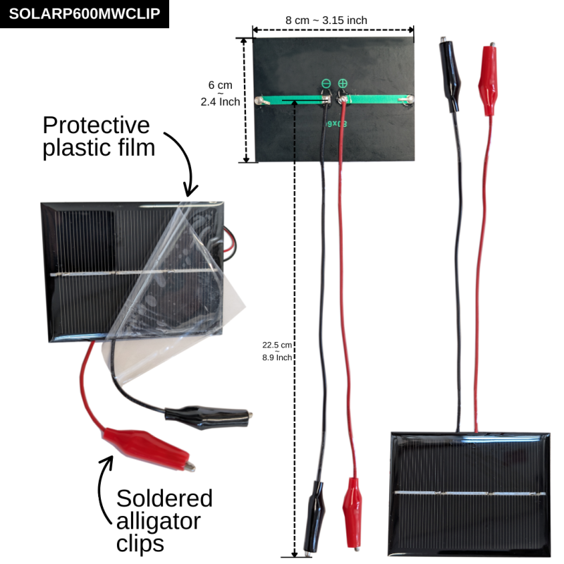 Mini Solar Panel with Alligator Clips